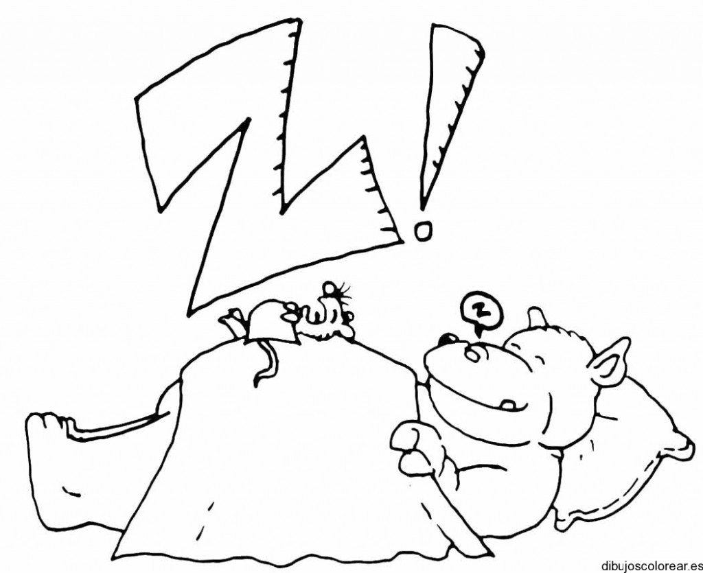 Dibujo de la letra Z con un hipopotamo